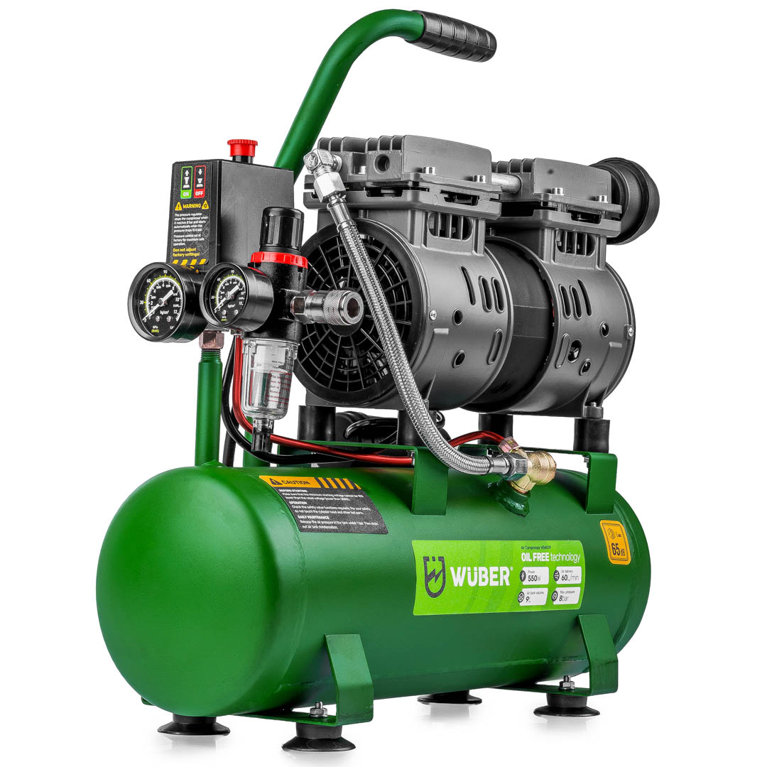 Compresor de aer silentios Wuber, putere 550W, rezervor 9L - Nectools